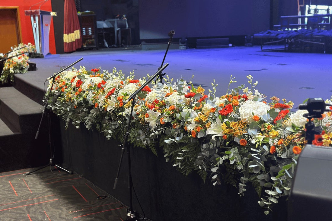 Floral Arrangements for Stage | Stunning Stage Floral Decor – Tabrah ...